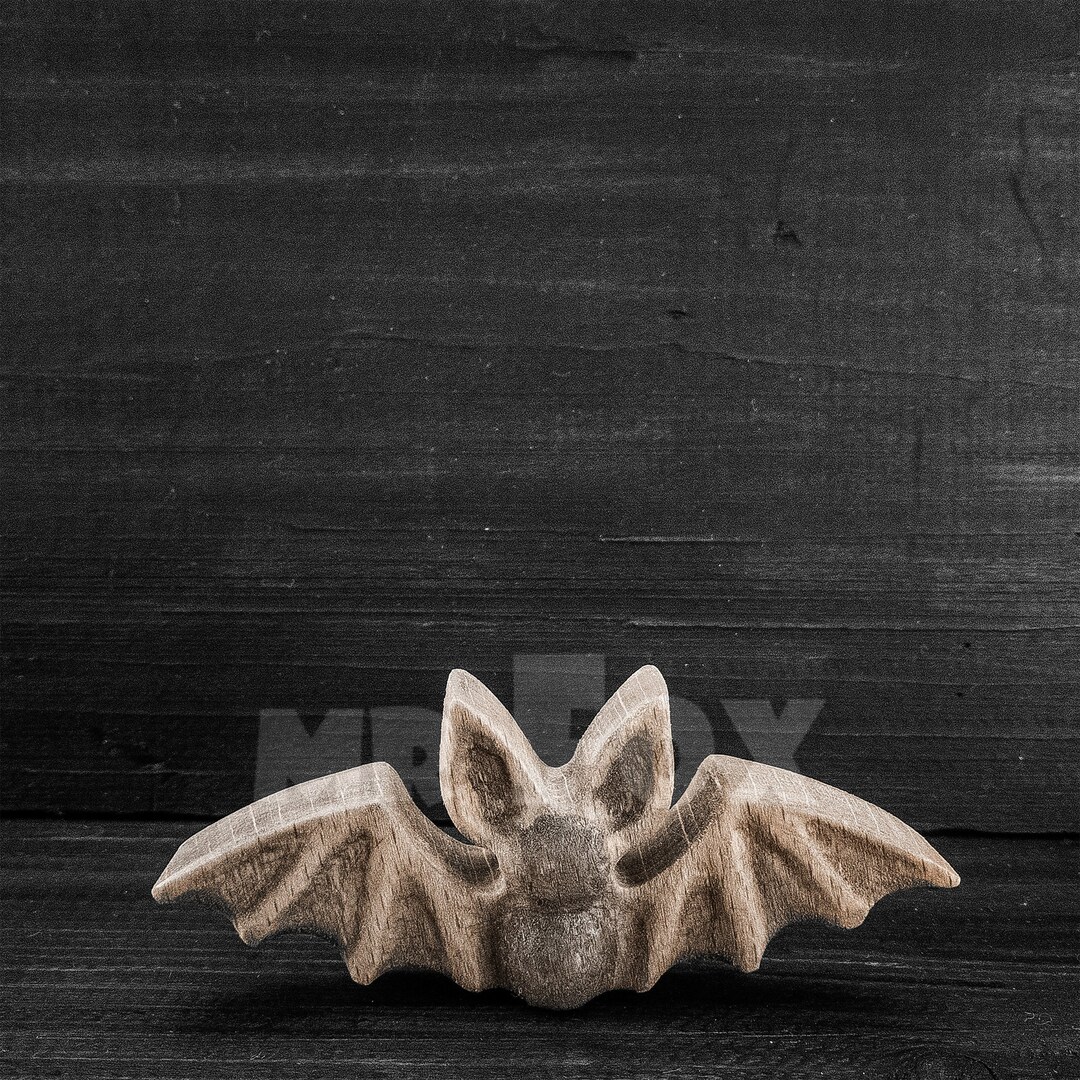 Wooden Bat Toy - Carved Bat Figurine - Halloween Decor - Halloween Gift ...