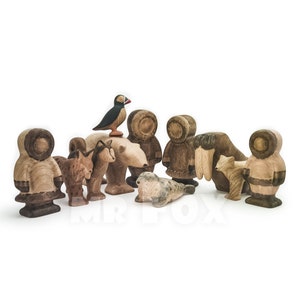Inuit Family Wooden Dolls - First Nation Wooden Dolls - Wooden Toy ...