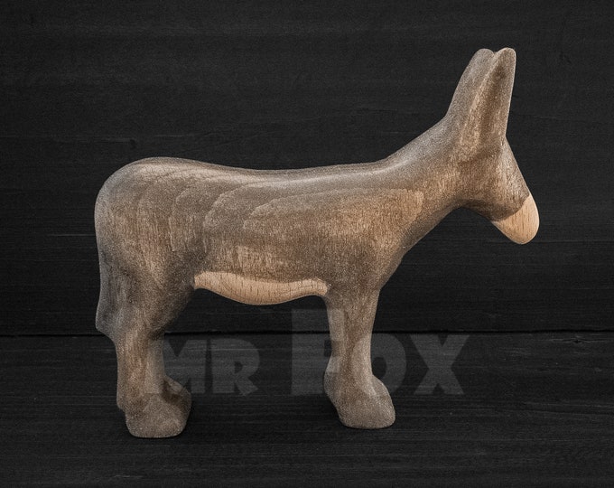 Hand Carved Long Eared Brown Donkey With Some White on His Stomach ...