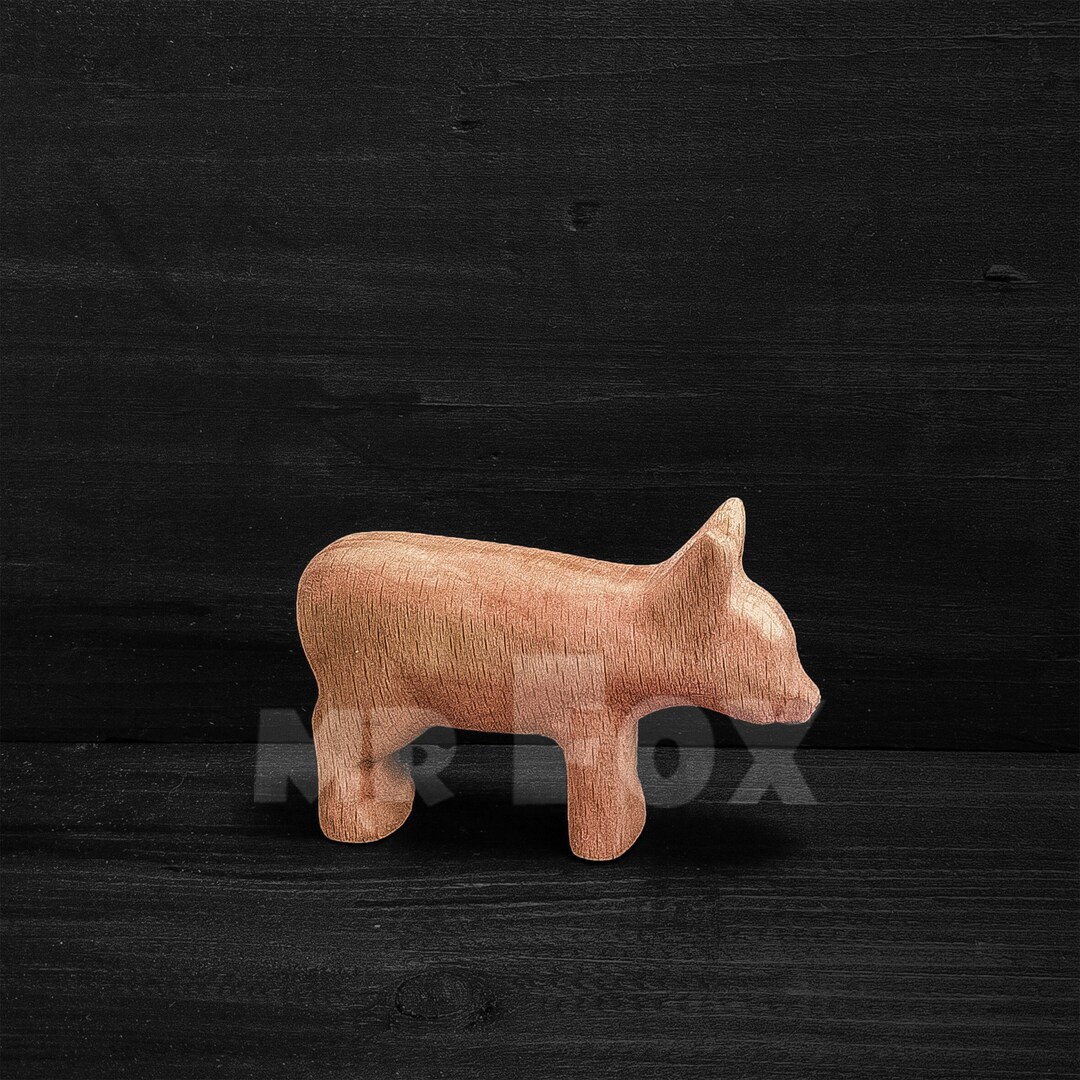 Wooden Toy Piglet - Wooden Piglet Figurine - Etsy
