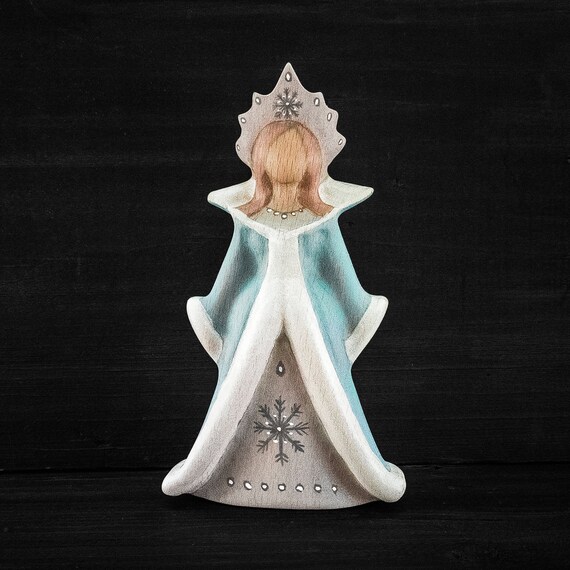 Wooden Snow Queen Figurine Wooden Toy Snow Queen Carved - Etsy