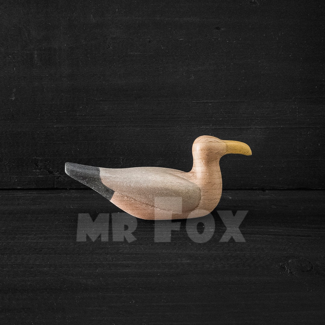 Wooden Swimming Gull Figurine - Wooden Seagull Toy - Waldorf Wooden Toy ...