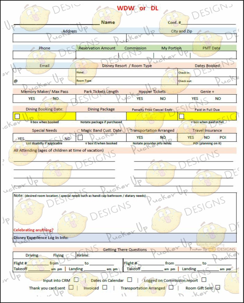 Travel Agent Booking Forms for Disney and Universal Parks *** NEWLY ...