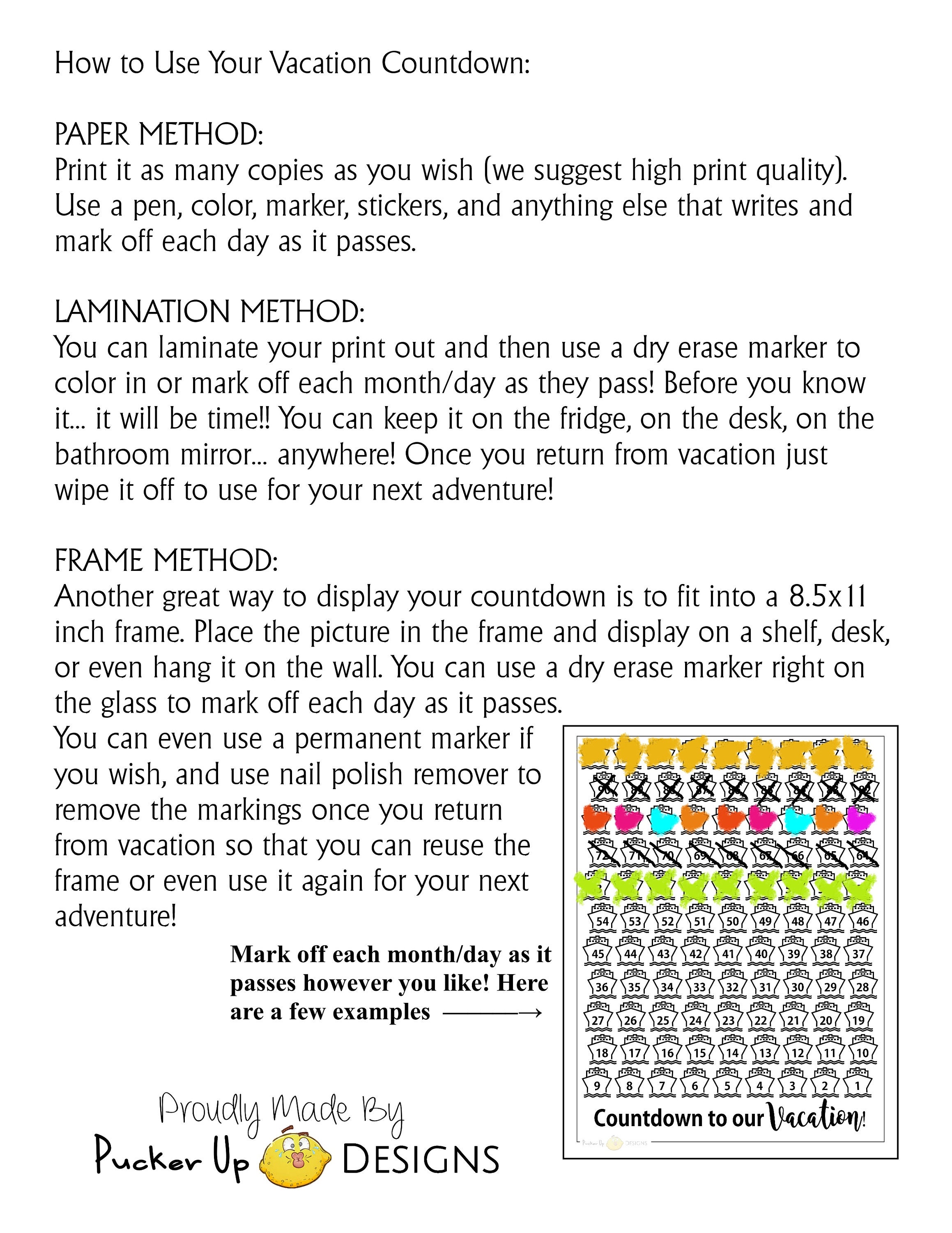 Cruise Vacation Countdown Calendar: Full Year (PDF Download) - Etsy