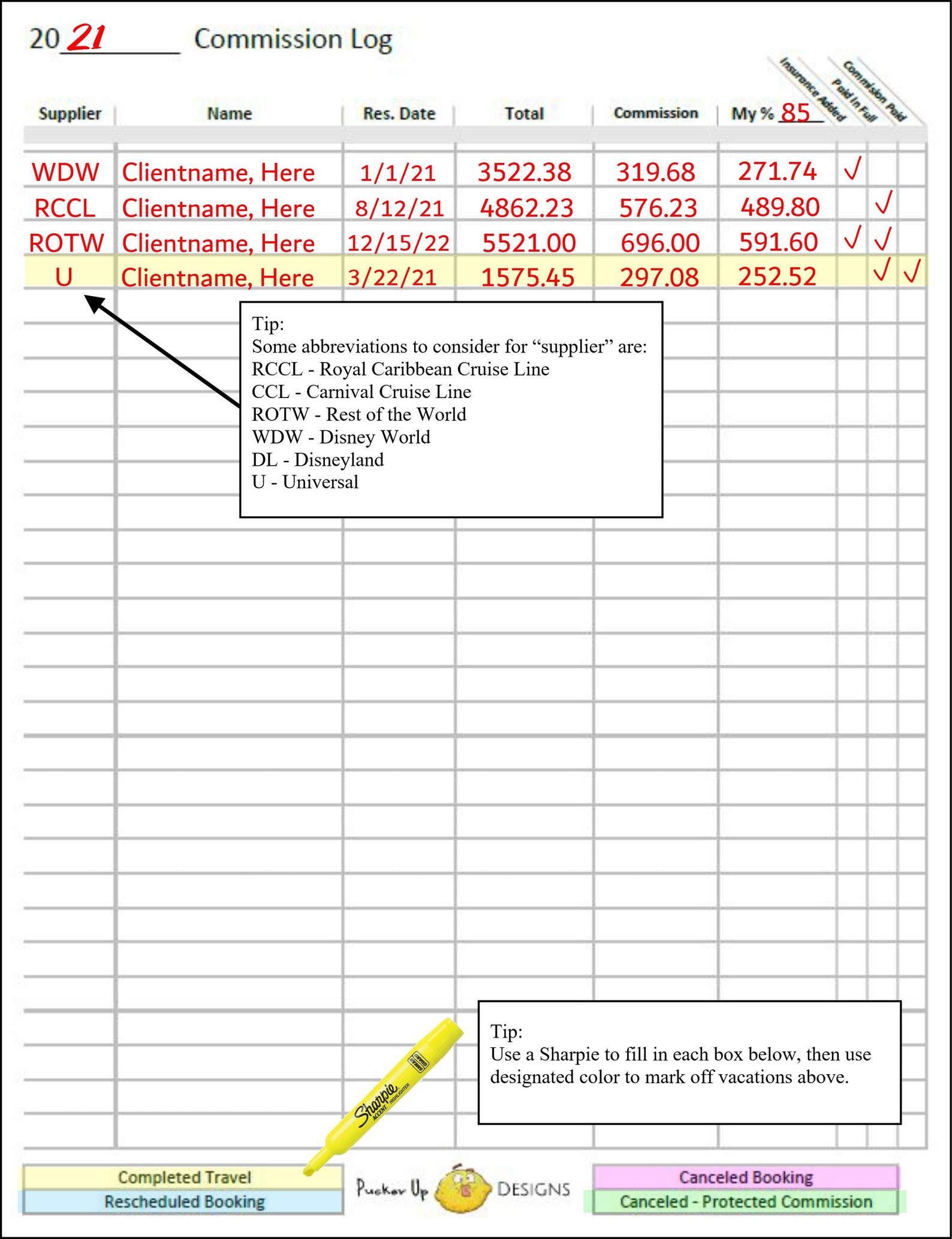 Travel Agent Commission Form - Etsy