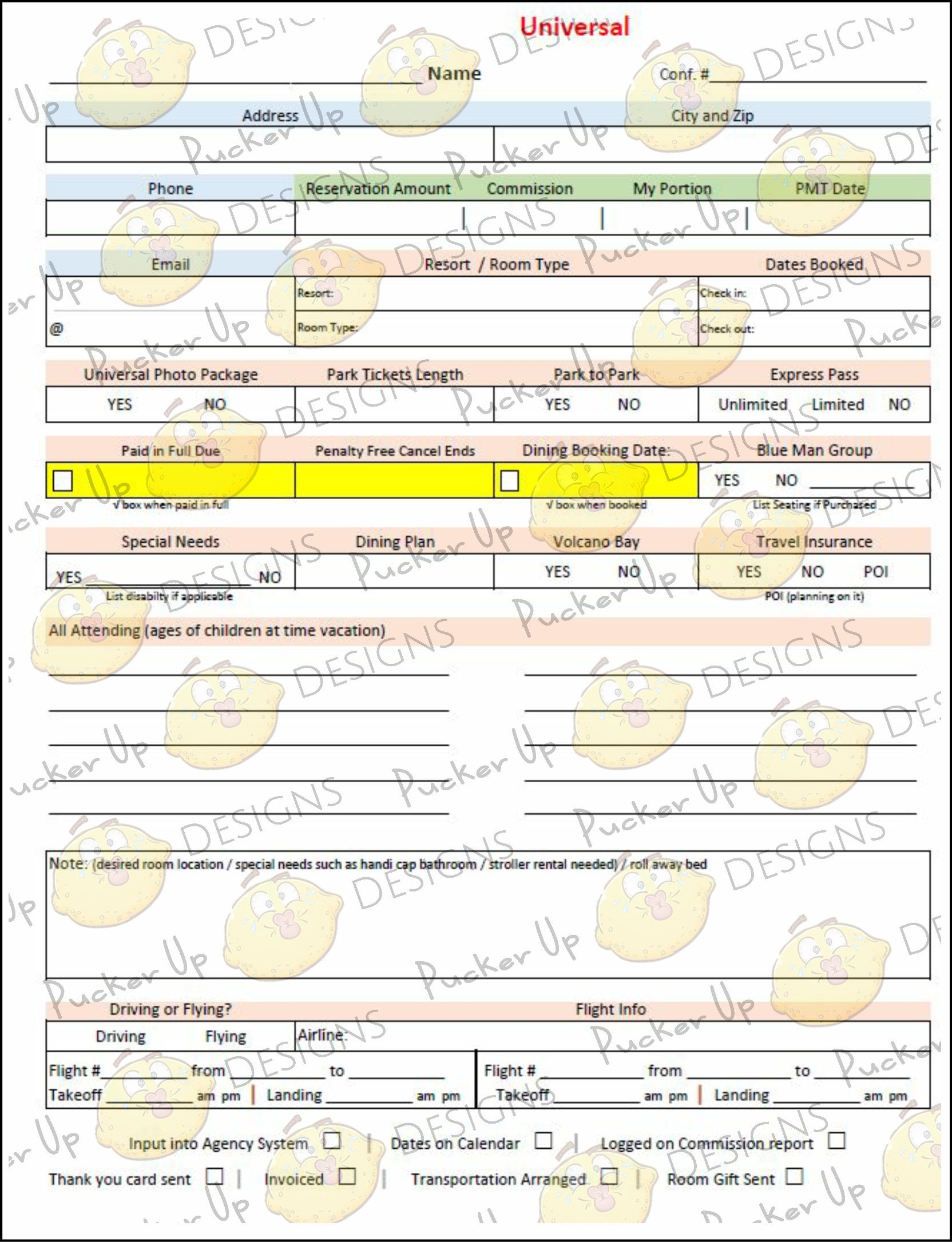 Travel Agent Booking Forms for Disney and Universal Parks *** NEWLY ...