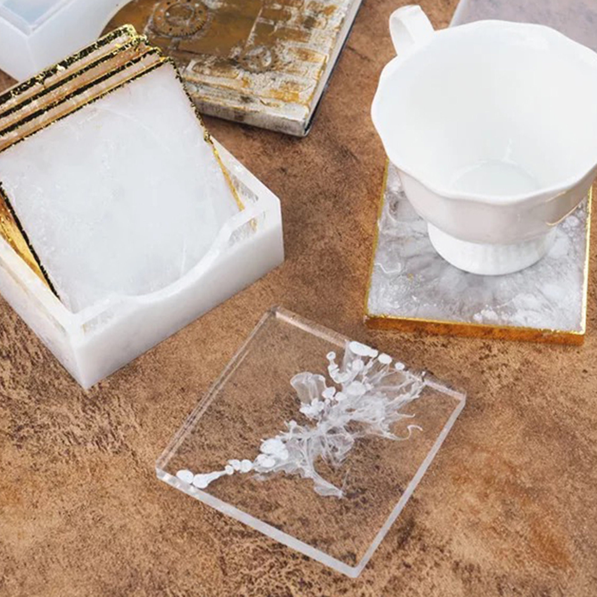 Round coaster resin mold Square coaster silicone molds | Etsy