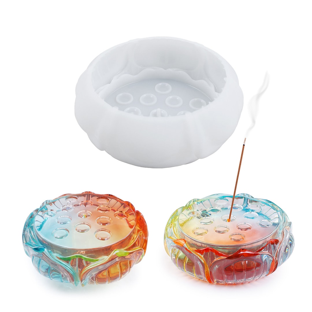 Incense Holder Resin Mold - Lotus Flower Incense Burner Silicone Molds ...