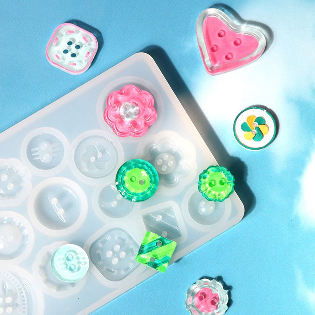 14 Cavities Button Silicone Resin Mold, Molds for Resin Accessories ...