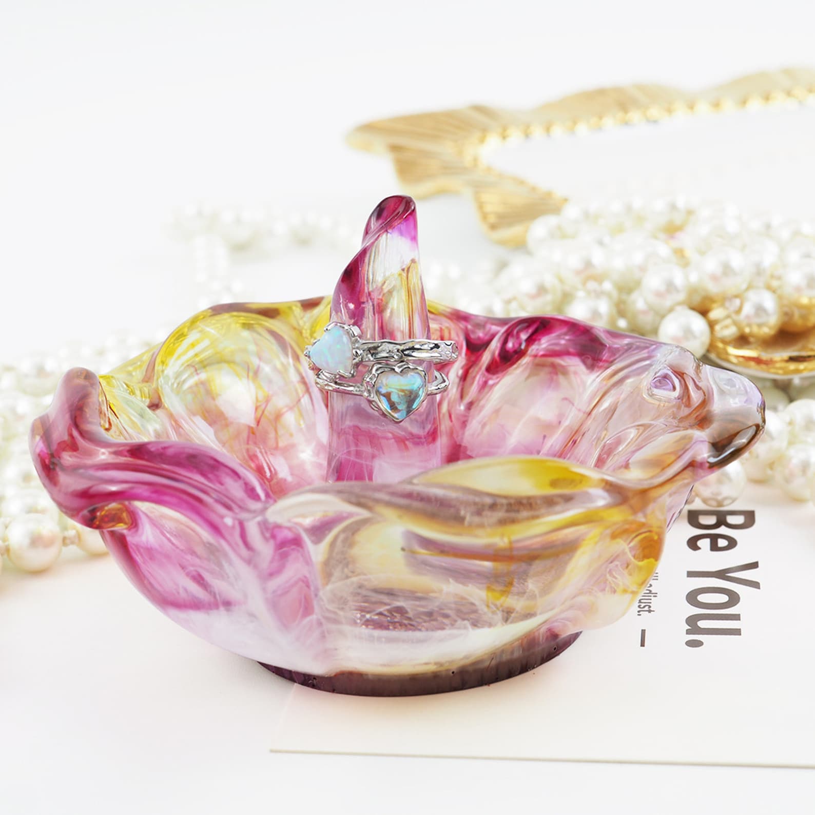 Shiny Rose Shape Ring Holder Silicone Resin Mold for Gift Making and ...