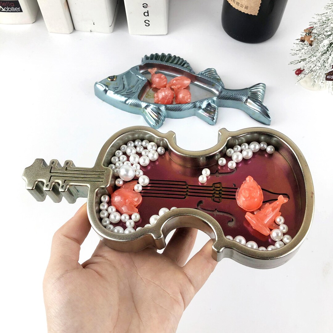 Violin Fish Jewelry Tray Resin Silicone Mold DIY Jewelry Dish Ornament ...