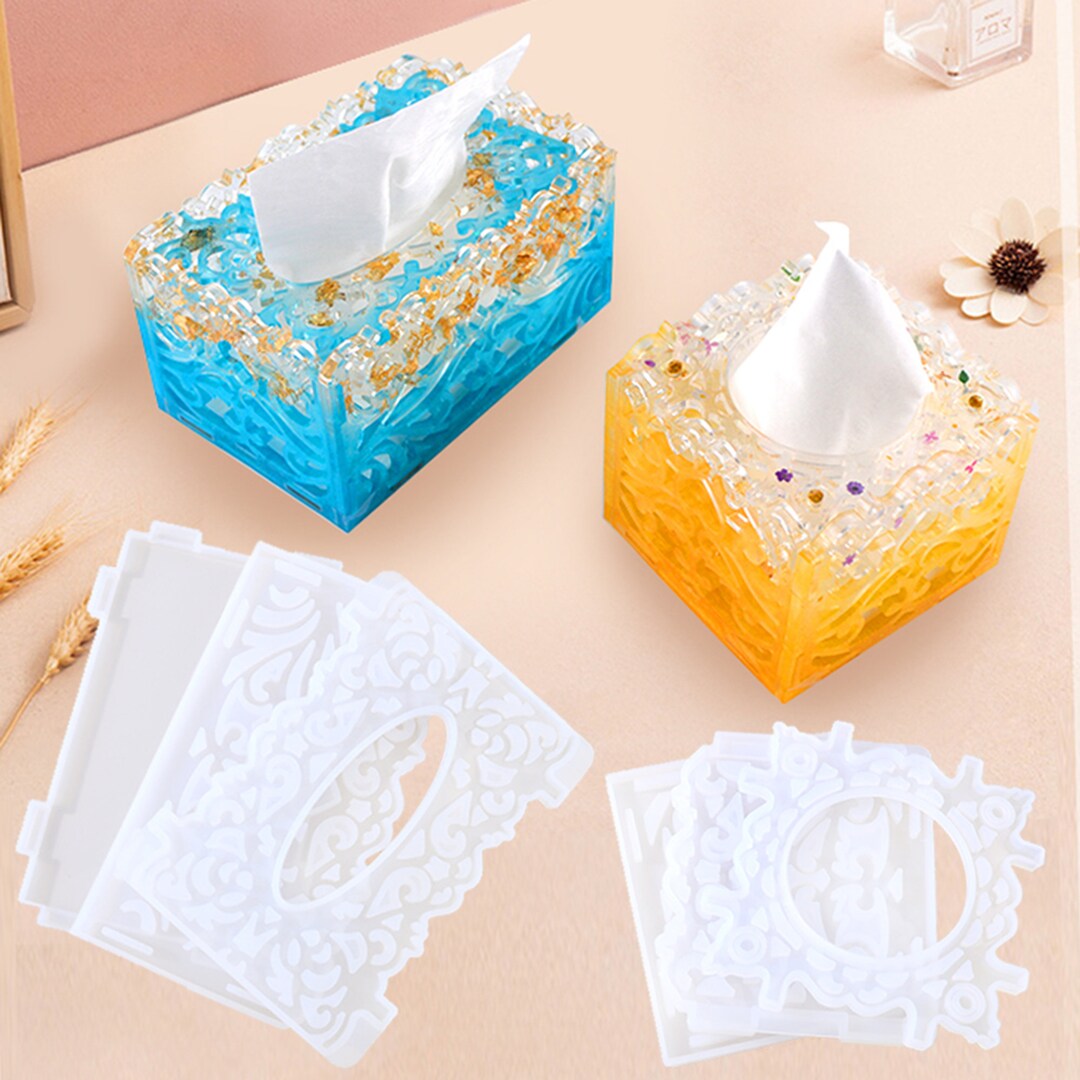 Hollow Pattern Tissue Box Silicone Resin Mold, Desk Decoration Mold ...