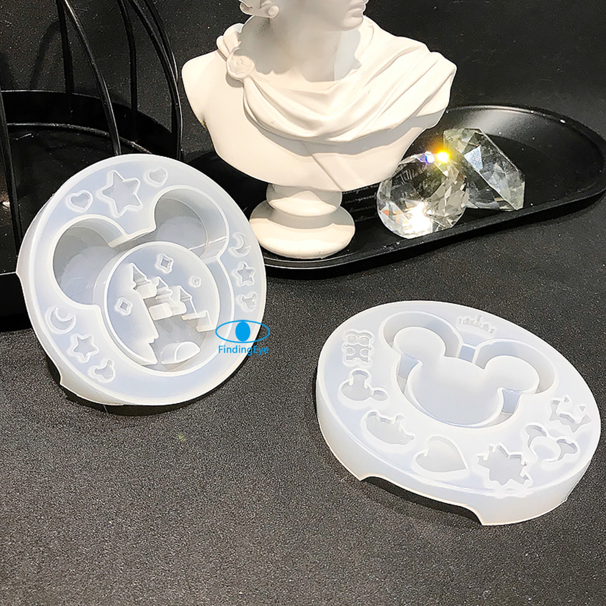Mickey Mouse Quicksand Resin Shaker Molds, Castle Silicone Molds ...