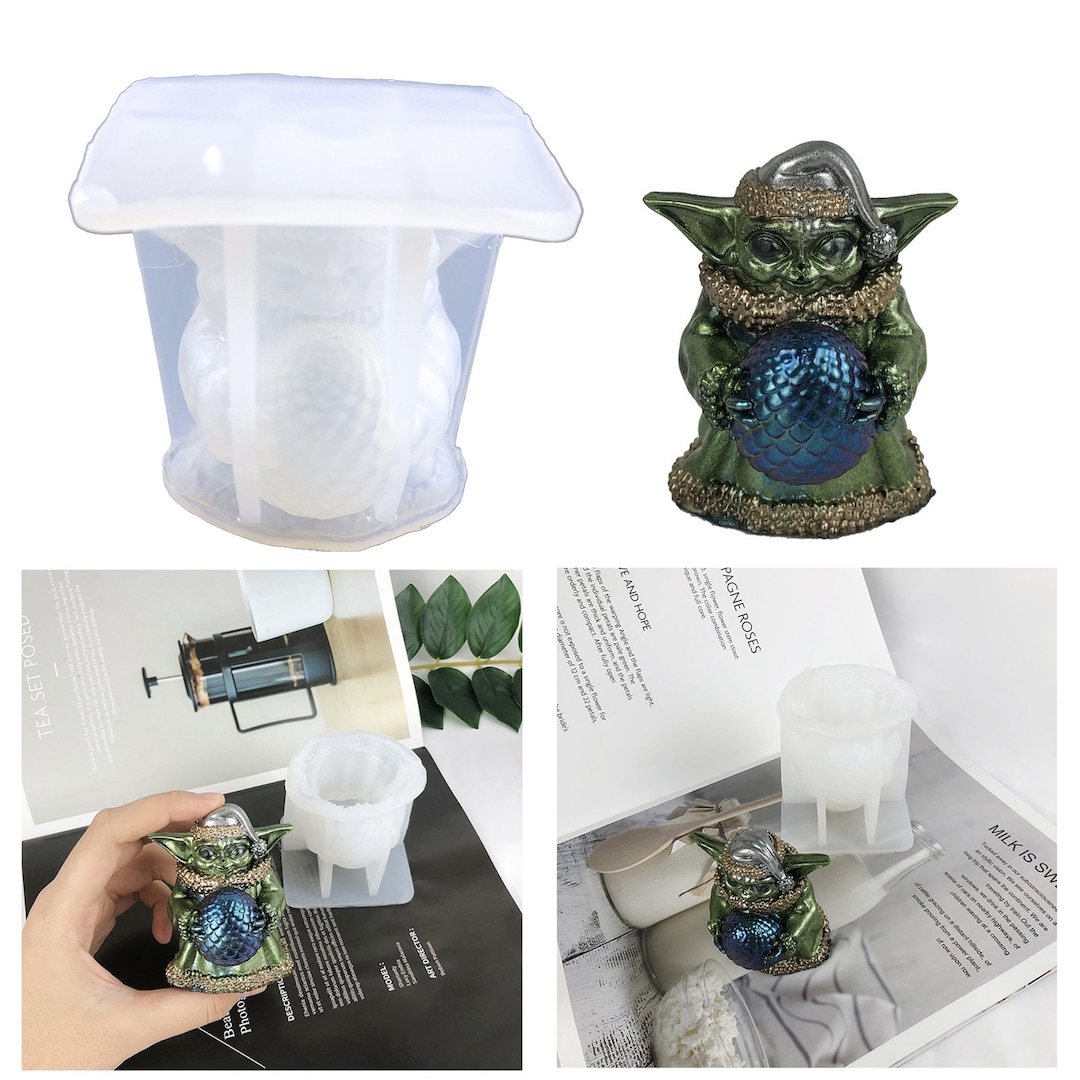 3D Yoda Decor Resin Silicone Mold Yoda With Christmas Hat Resin Craft ...