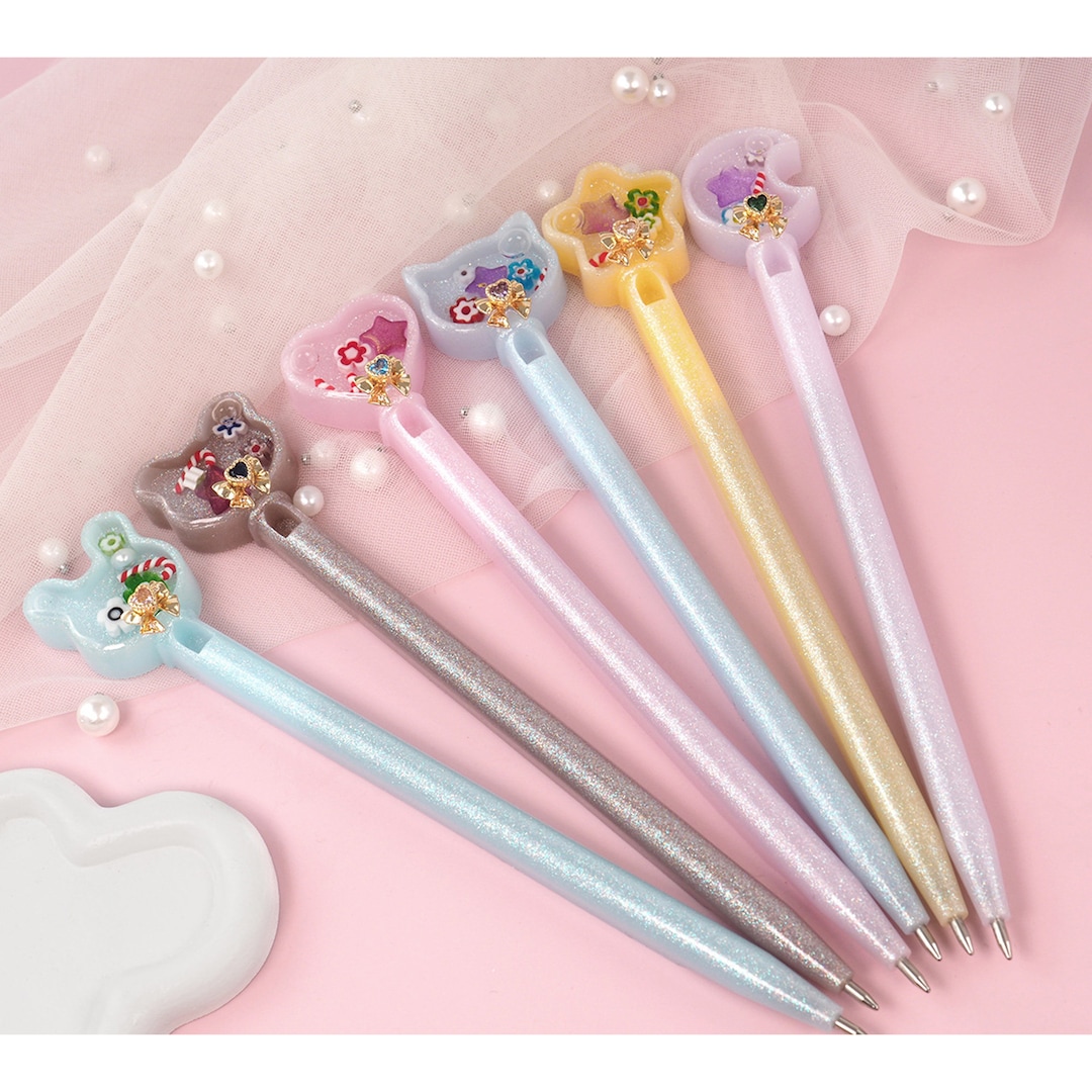 Resin Shaker Pen Silicone Shiny Resin Mold With Heart, Pentagram, Bear ...