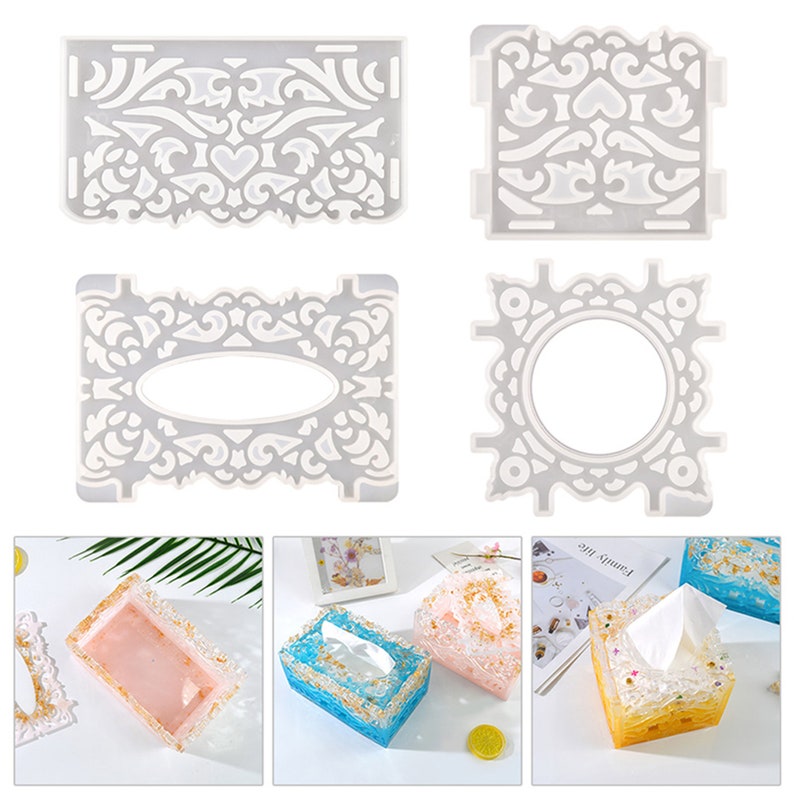 Hollow Pattern Tissue Box Silicone Resin Mold, Desk Decoration Mold ...