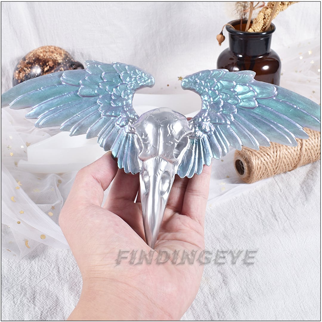 Large 3D Raven Skull Silicone Mold, Goth Style Crow Resin Mold, Eagle ...