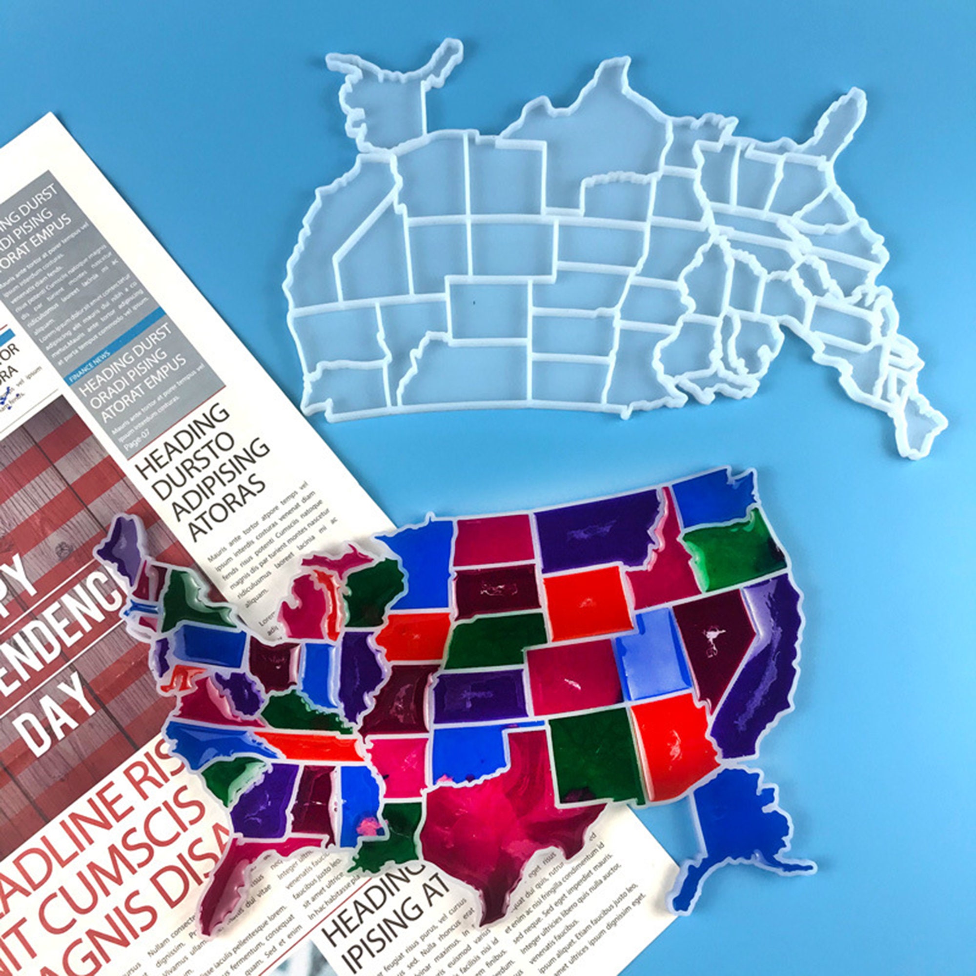 USA Map Mold, States USA Map Silicone Mold, U.S Map Puzzle Epoxy Resin ...