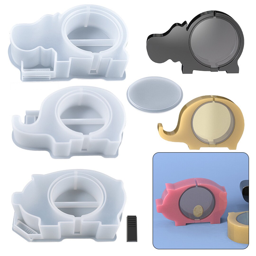 3 Styles Money JAR Resin Mold, Pig, Elephant, Hippopotamus Silicone ...