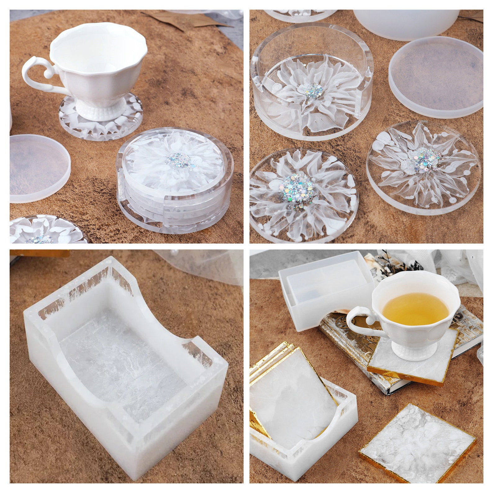 Round Coaster Resin Mold Square Coaster Silicone Molds - Etsy