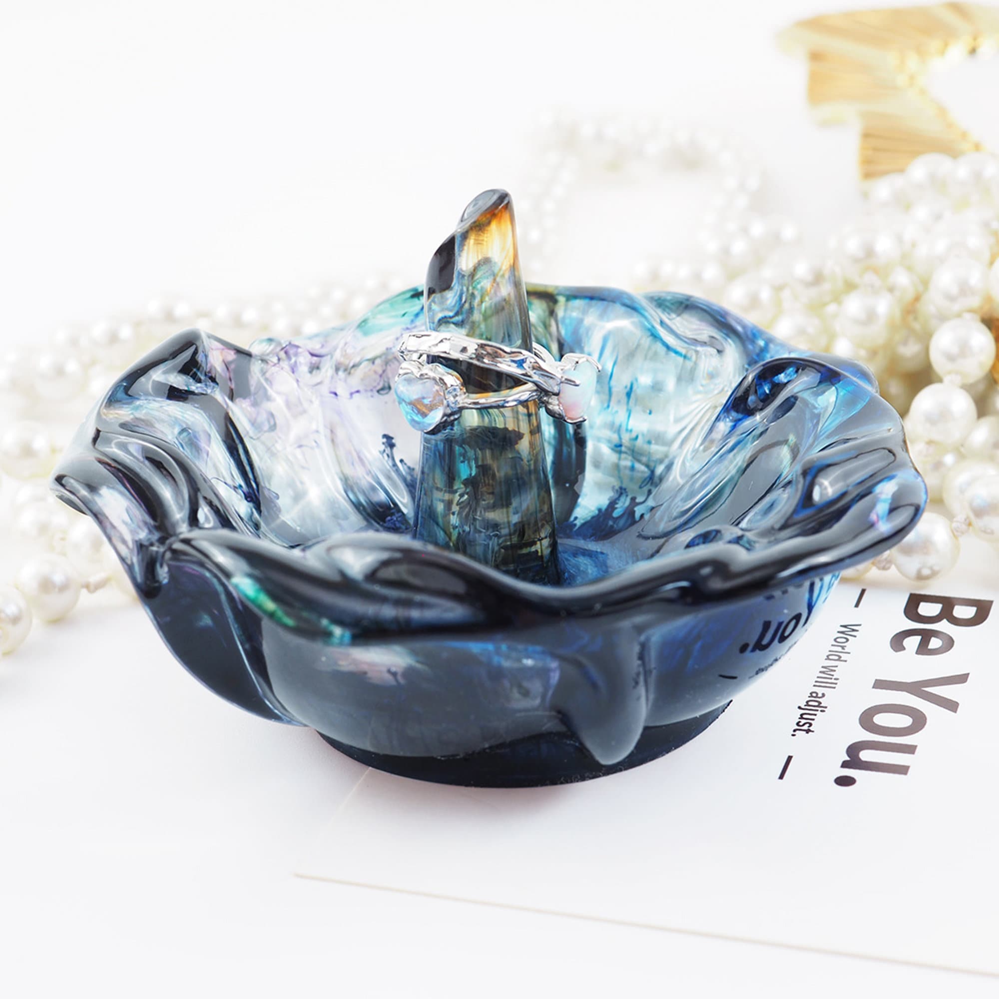Shiny Rose Shape Ring Holder Silicone Resin Mold for Gift Making and ...