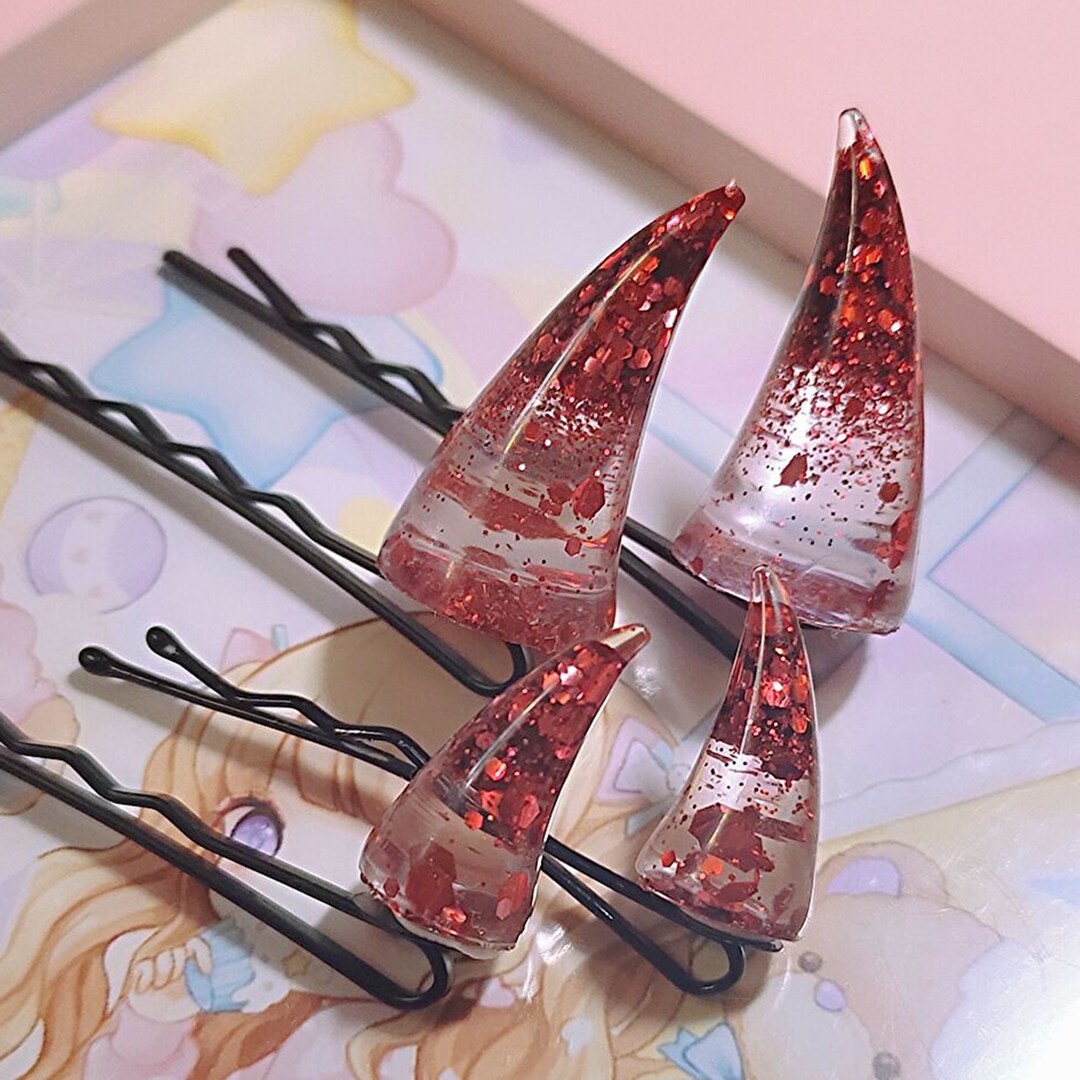 Mini Devil Horn Resin Mold , Halloween Cosplay Mold, Hair Pin Silicone ...