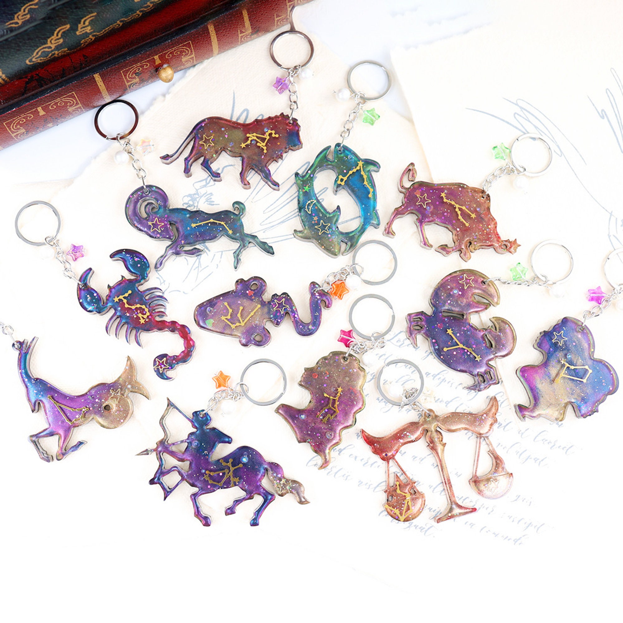 12 Constellations Keychain Silicone Resin Mold Pendant Mold - Etsy