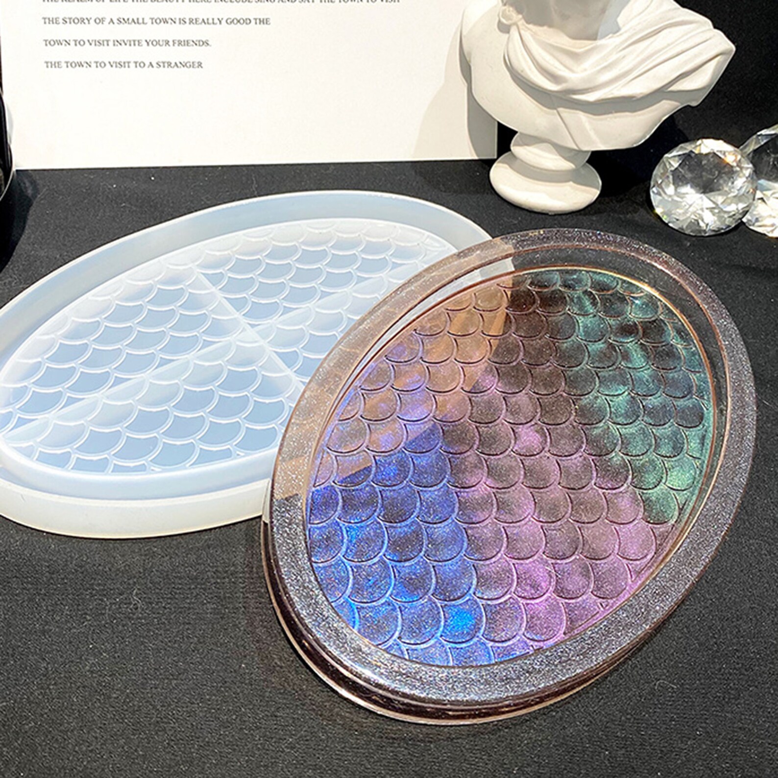 Oval Tray Resin Mold Rolling Tray Mold Fish Scales Effect | Etsy