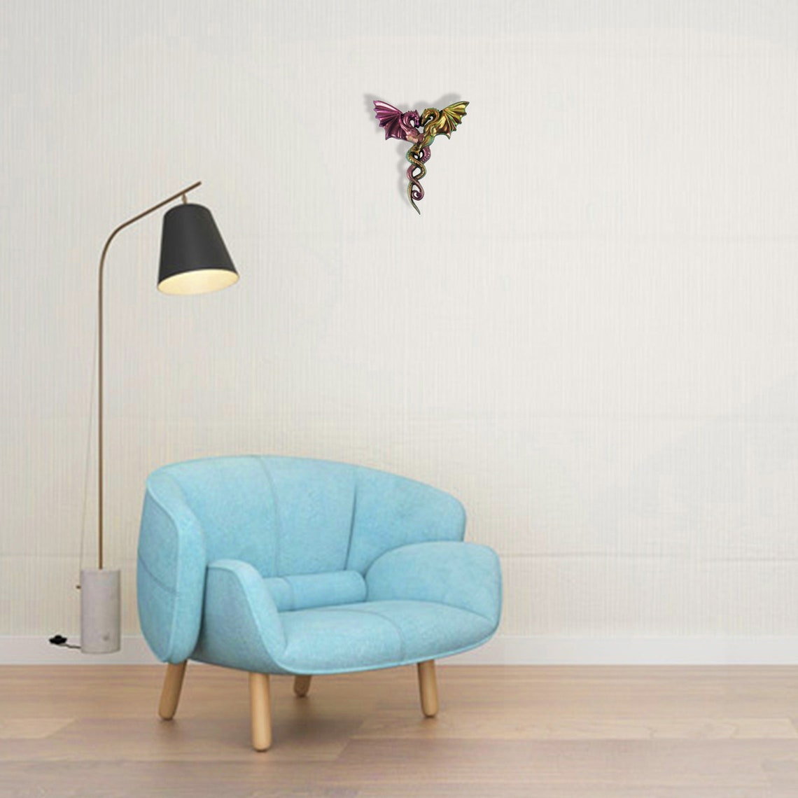 Double Dragon Twine Pattern With Wings Wall Decoration Pendant Silicone ...
