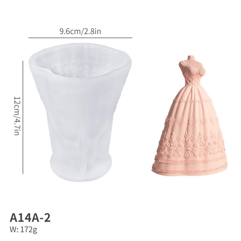 3D Wedding Dress Princess Gown Silicone Mold | DIY Candle, Plaster ...
