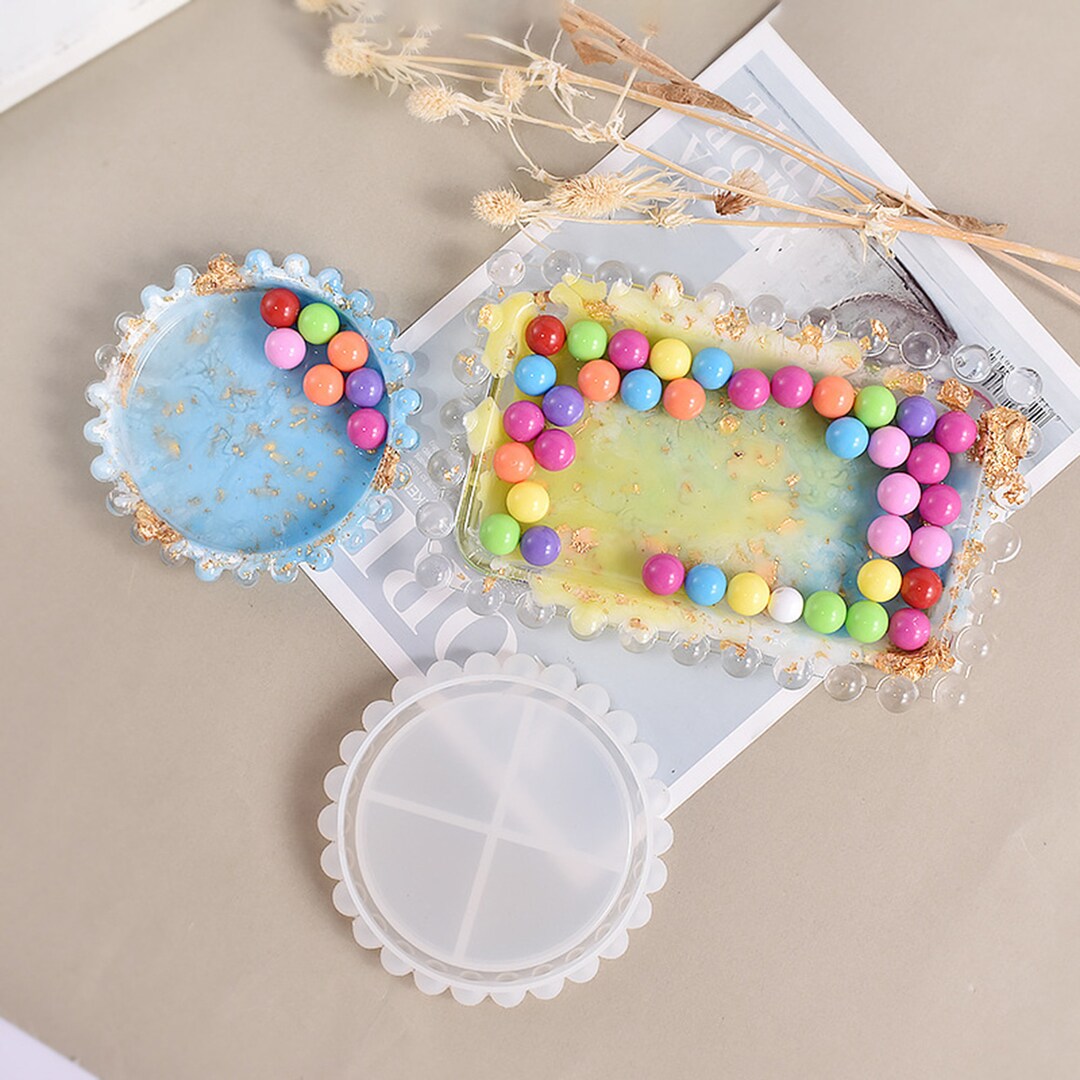 Bubble Bead Edge Rectangle Circle Dish Silicone Resin Mold, Tray ...