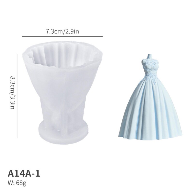 3D Wedding Dress Princess Gown Silicone Mold | DIY Candle, Plaster ...