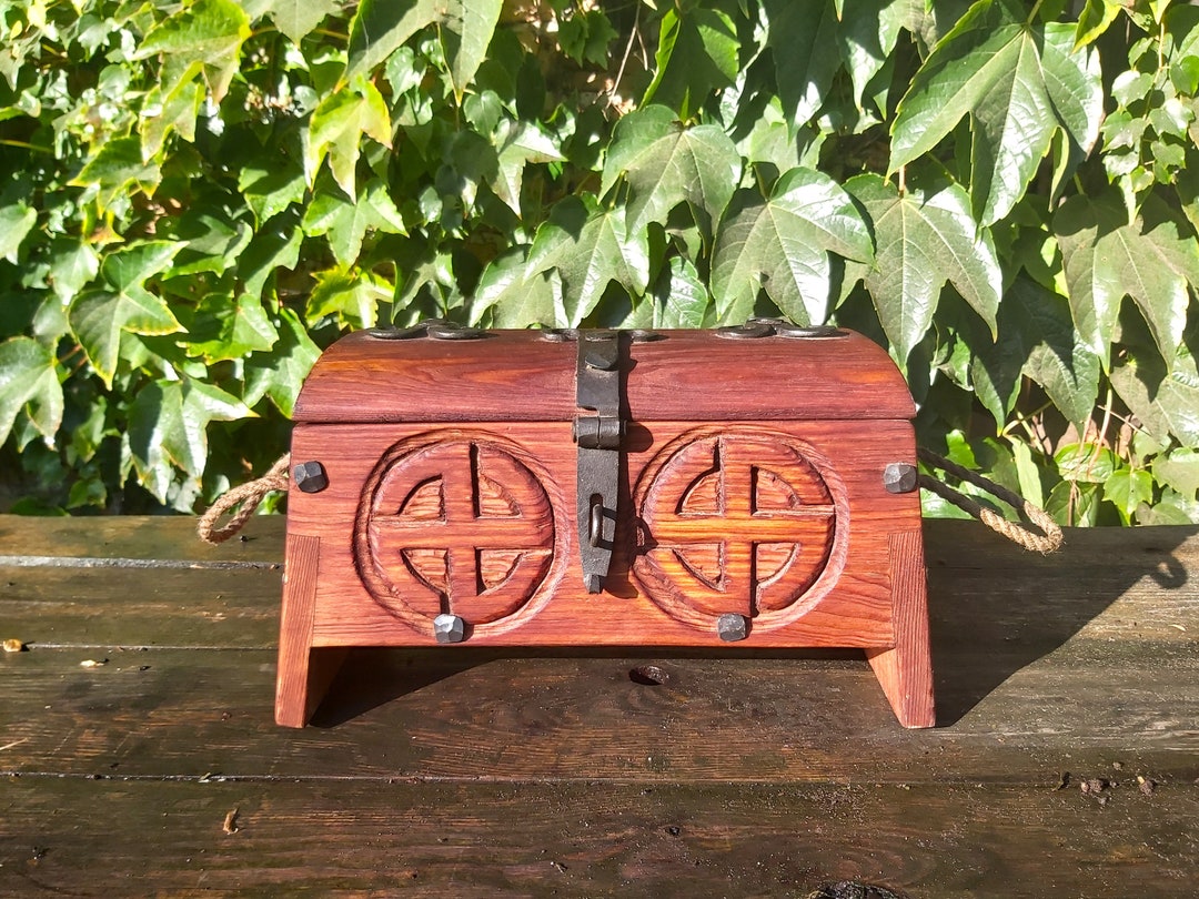 Oak Chest Hand Made, Small Viking Chest With Hand Forged Hinges ...