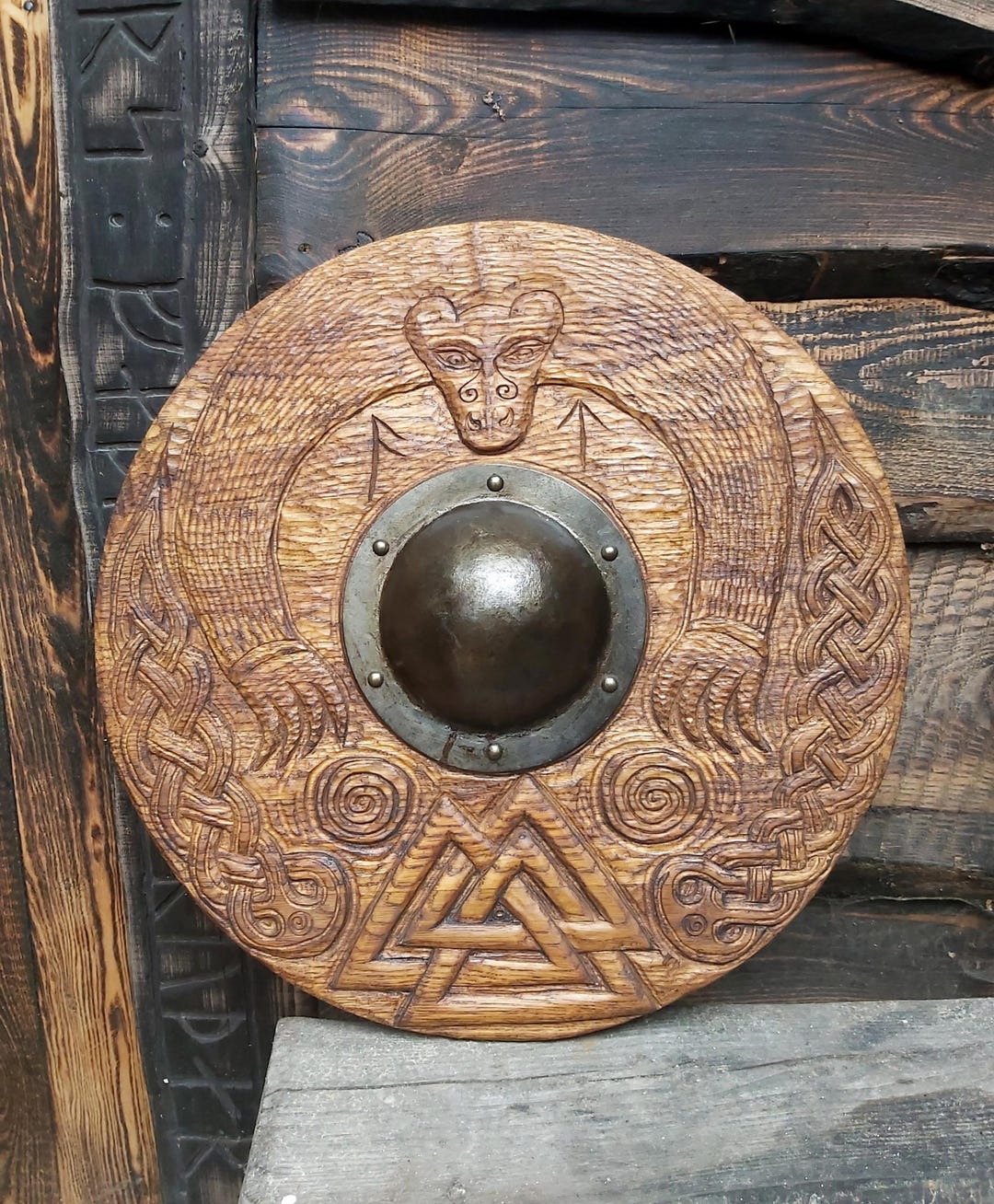 Viking Shield, Shield With Beatiful, Berserker Shiel, Valknot, Oak ...
