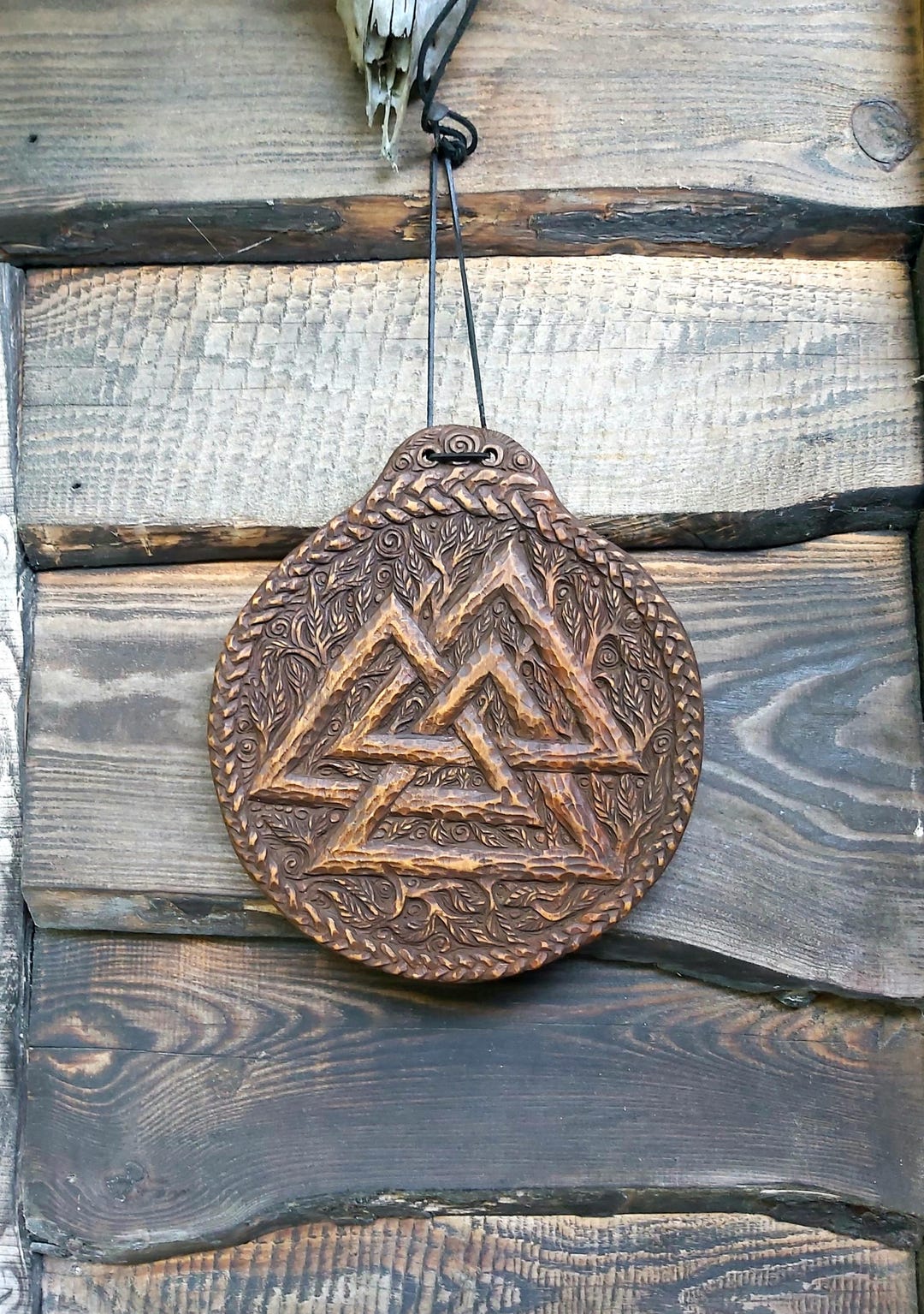 Hand Carved Valknut Bas Relief: Viking Yggdrasil Beech Wood Art - Etsy