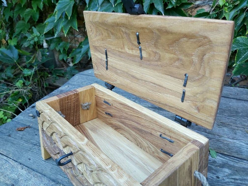 Oak Chest Hand Made Small Viking Chest With Hand Forged - Etsy