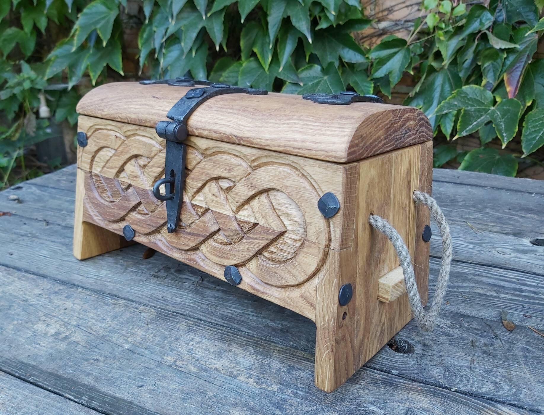 Oak Chest Hand Made Small Viking Chest With Hand Forged - Etsy
