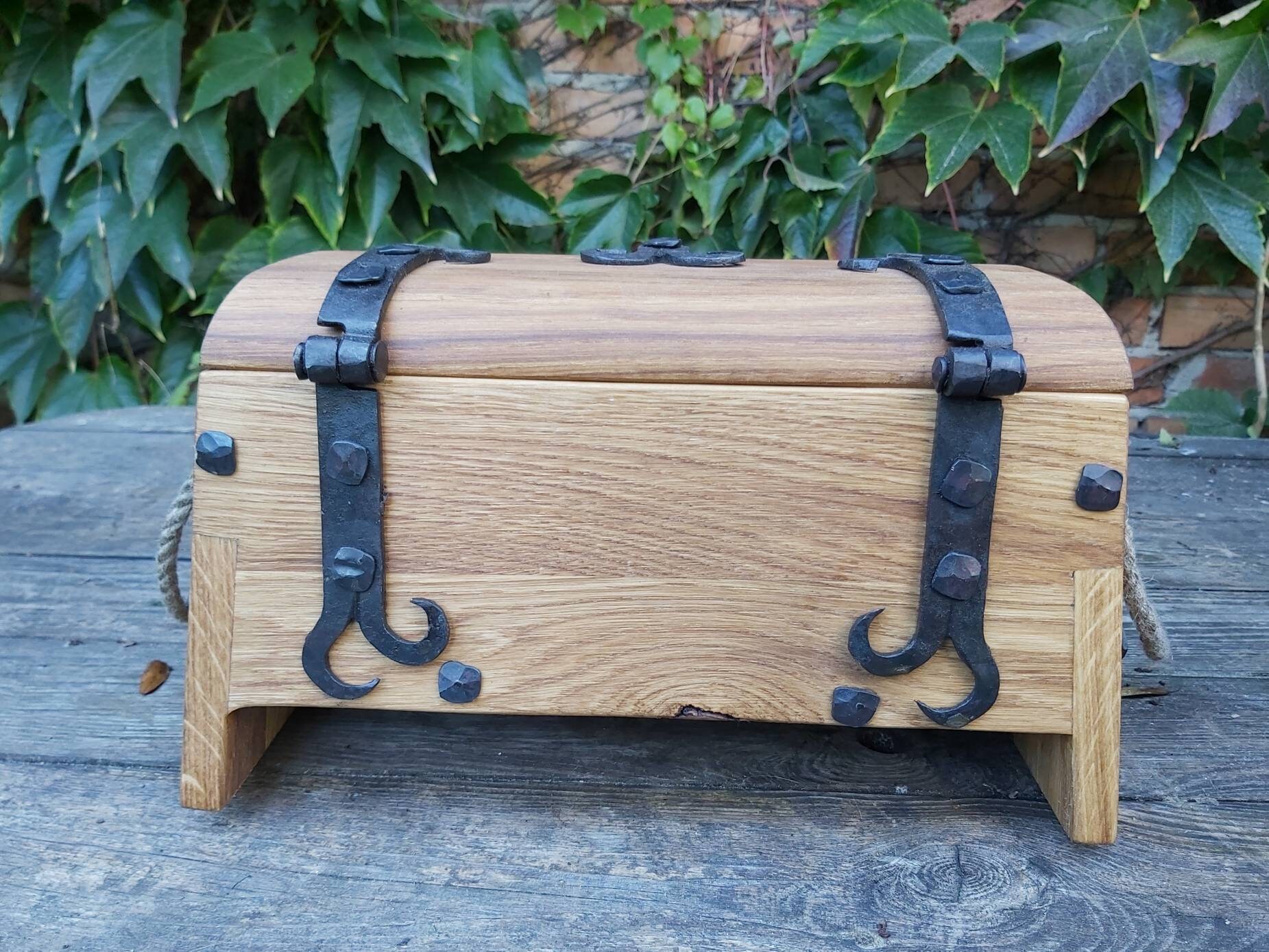 Oak Chest Hand Made Small Viking Chest With Hand Forged - Etsy