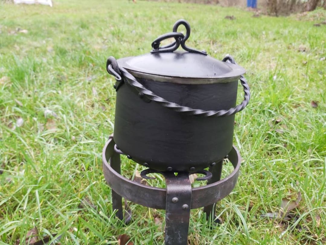 Hand Forged Steel Cauldron With Lid - 2.6L Viking Pot - Etsy