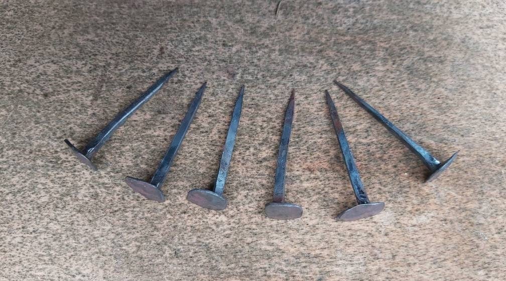 Set of 6 Hand Forged Nails Blacksmith Made Nails. - Etsy