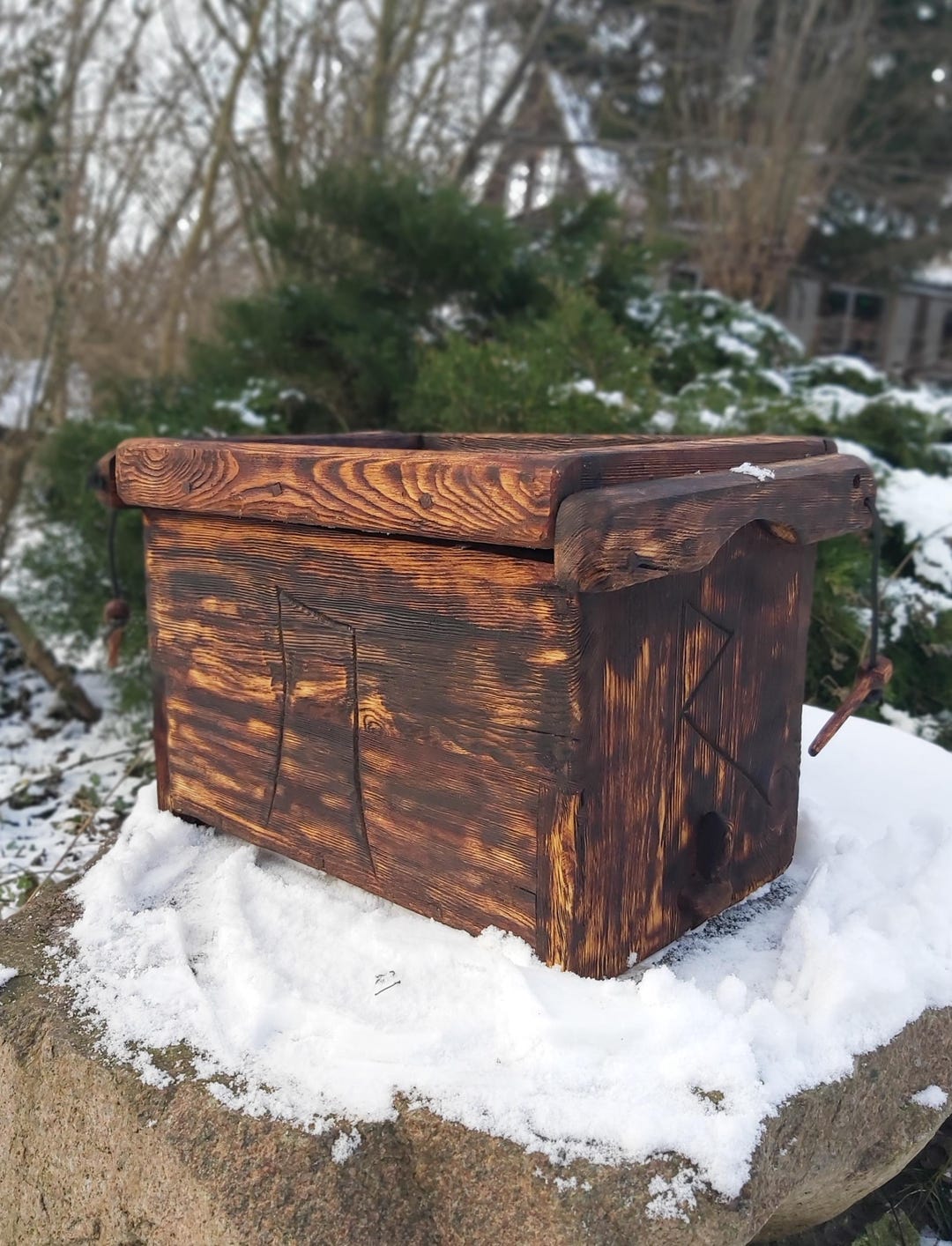 Wooden Box, Handmade Chest, Pine Wood Box, Norse Chest, Chest With ...