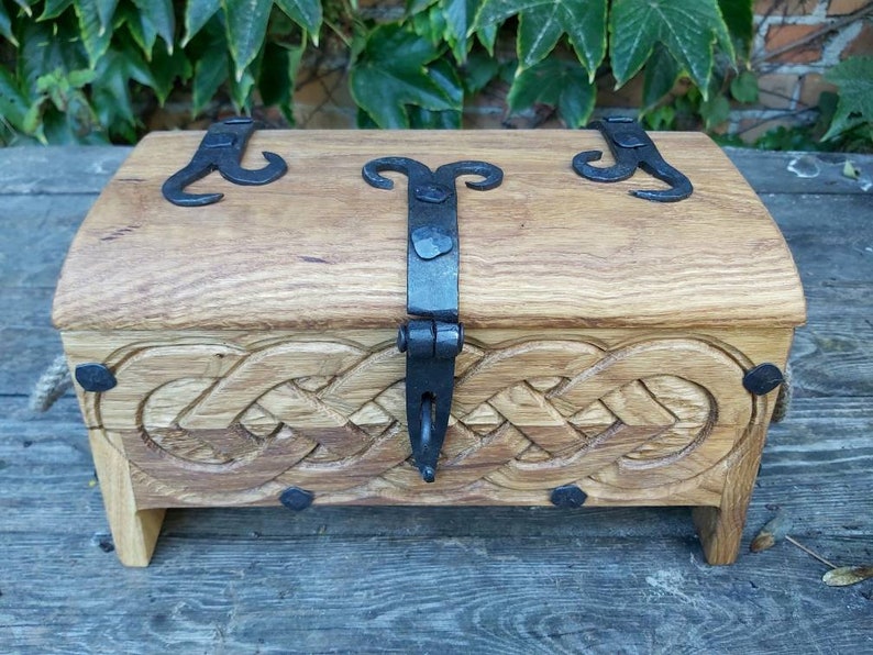 Oak Chest Hand Made Small Viking Chest With Hand Forged - Etsy