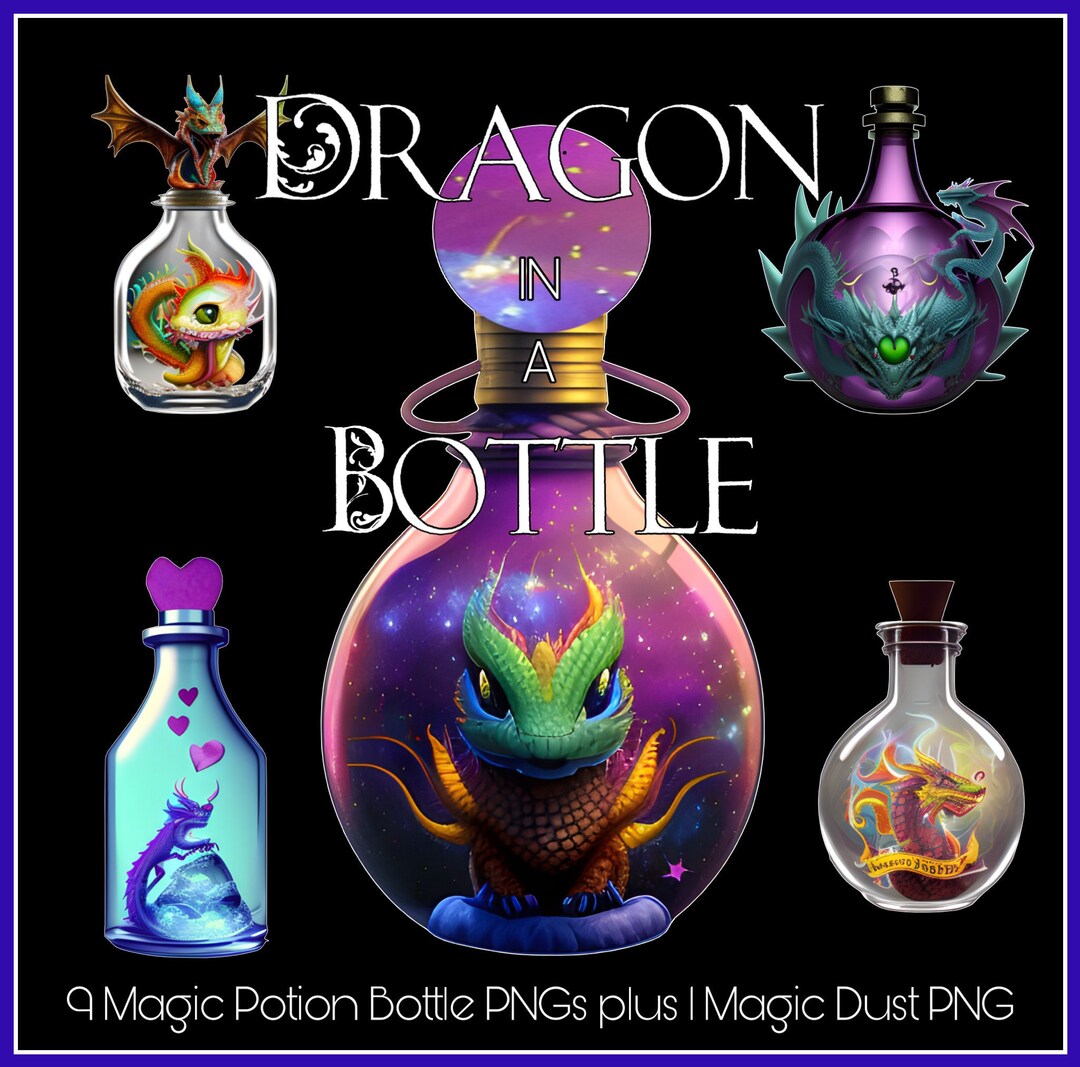 Dragon in a Bottle Clipart, PNG, Sublimations, Commercial Use ...