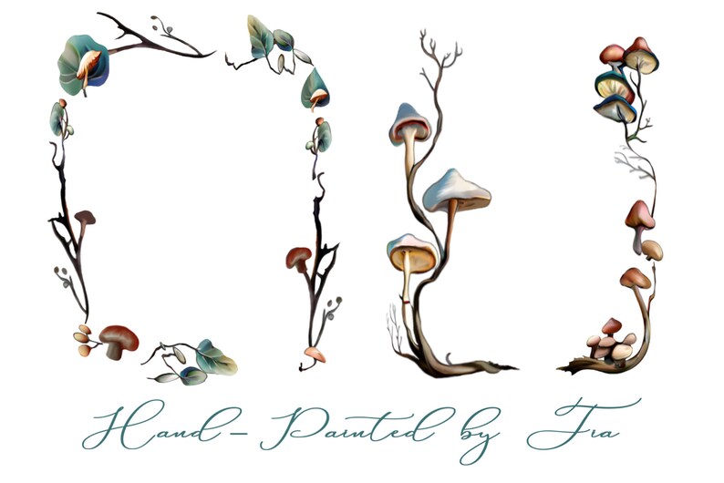 Mushroom Borders Clipart Png Original Elegant Mushroom - Etsy