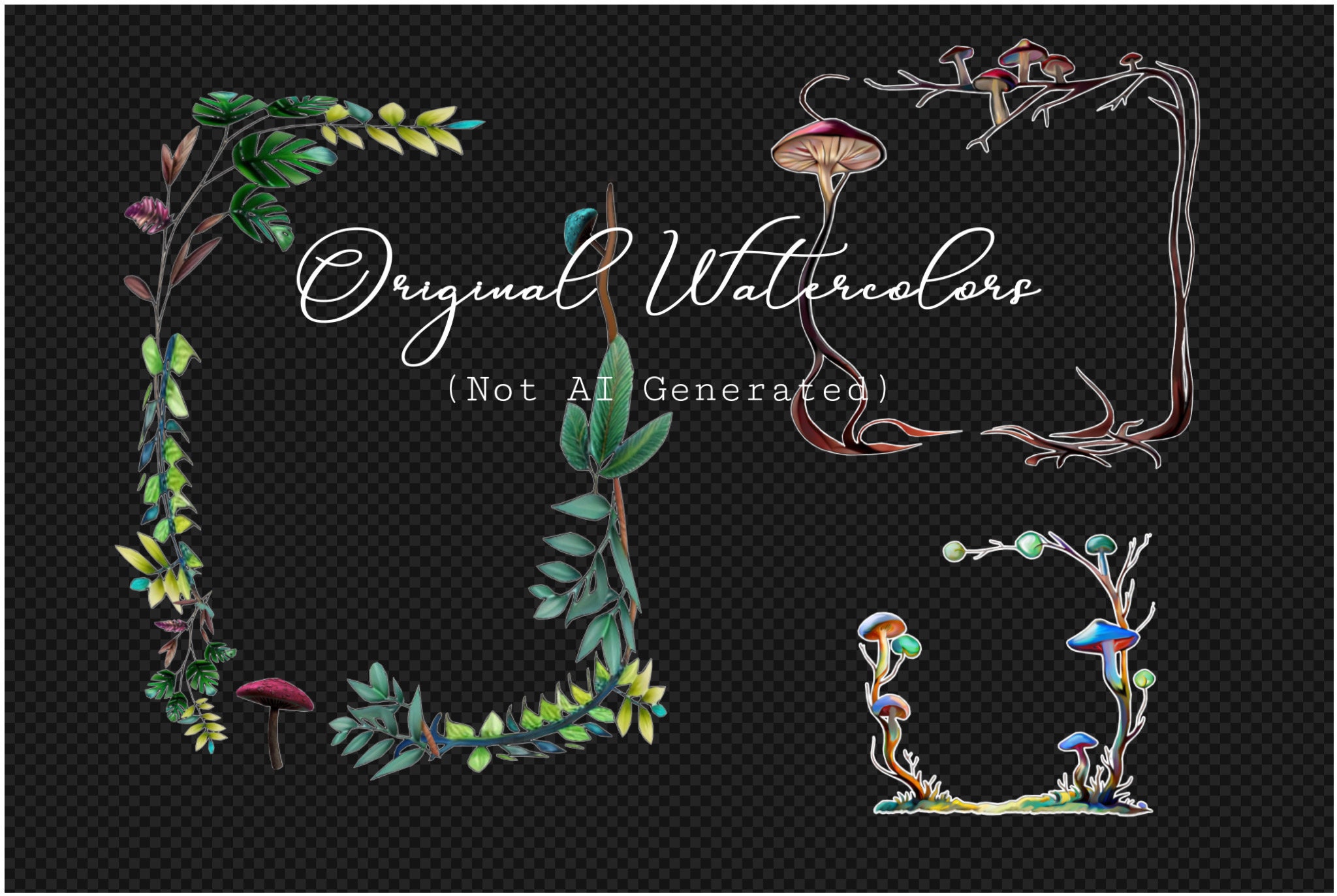 Mushroom Borders Clipart Png, Original Elegant Mushroom Frames ...