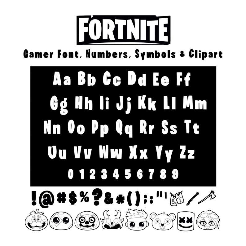 Battle Royale Gamer Font, Numbers, Symbols & Clipart Inspired by ...