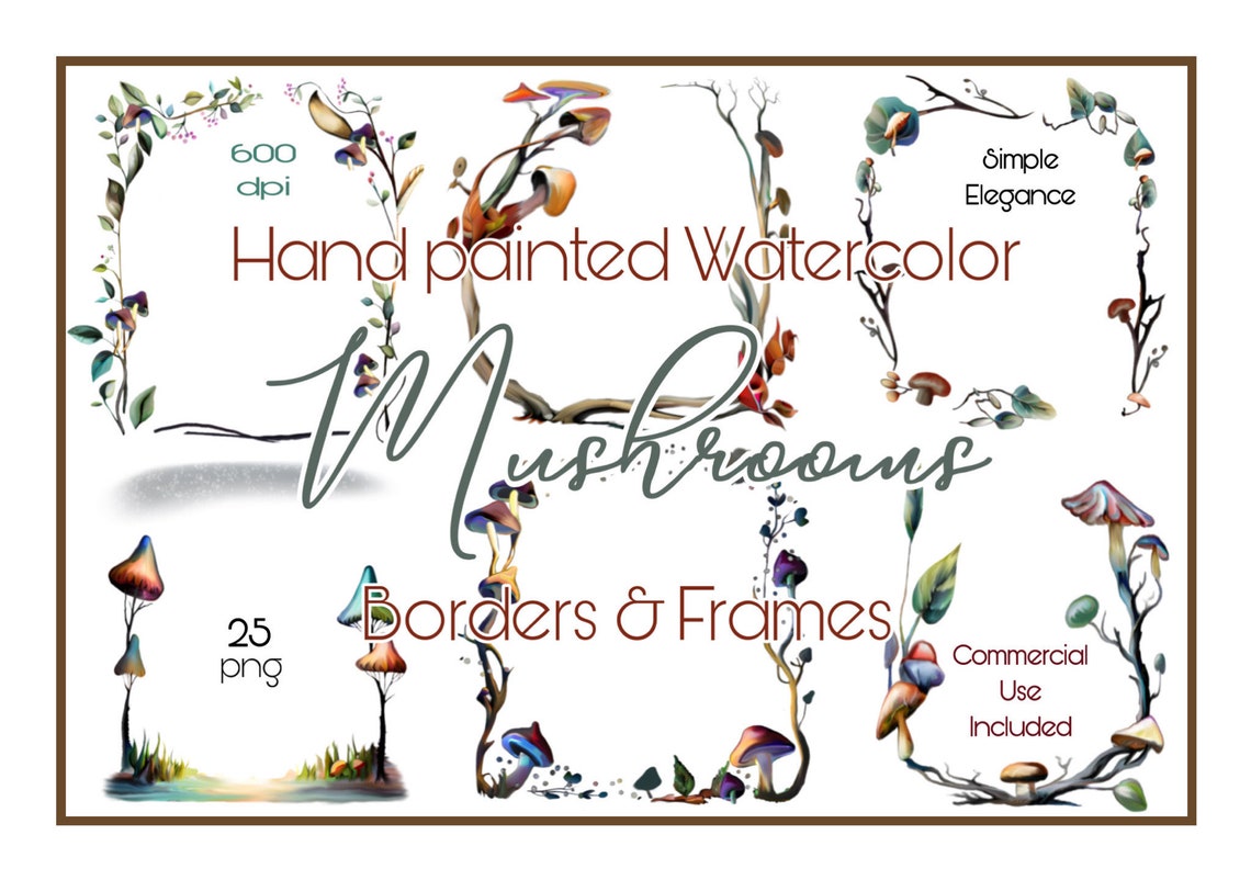Mushroom Borders Clipart Png, Original Elegant Mushroom Frames ...