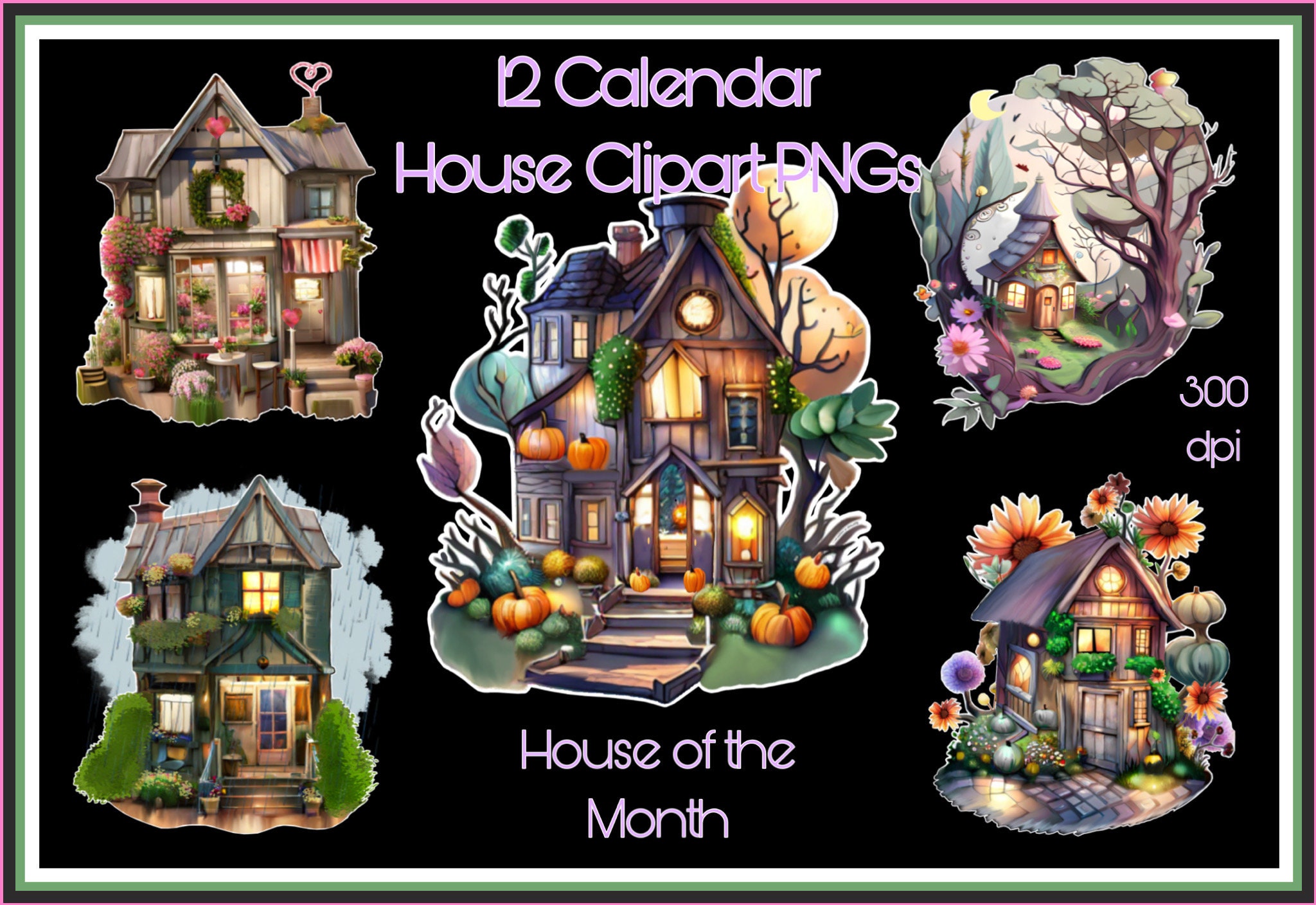 Cute Calendar House of the Month Clipart PNG, Birthday Town Sublimation ...