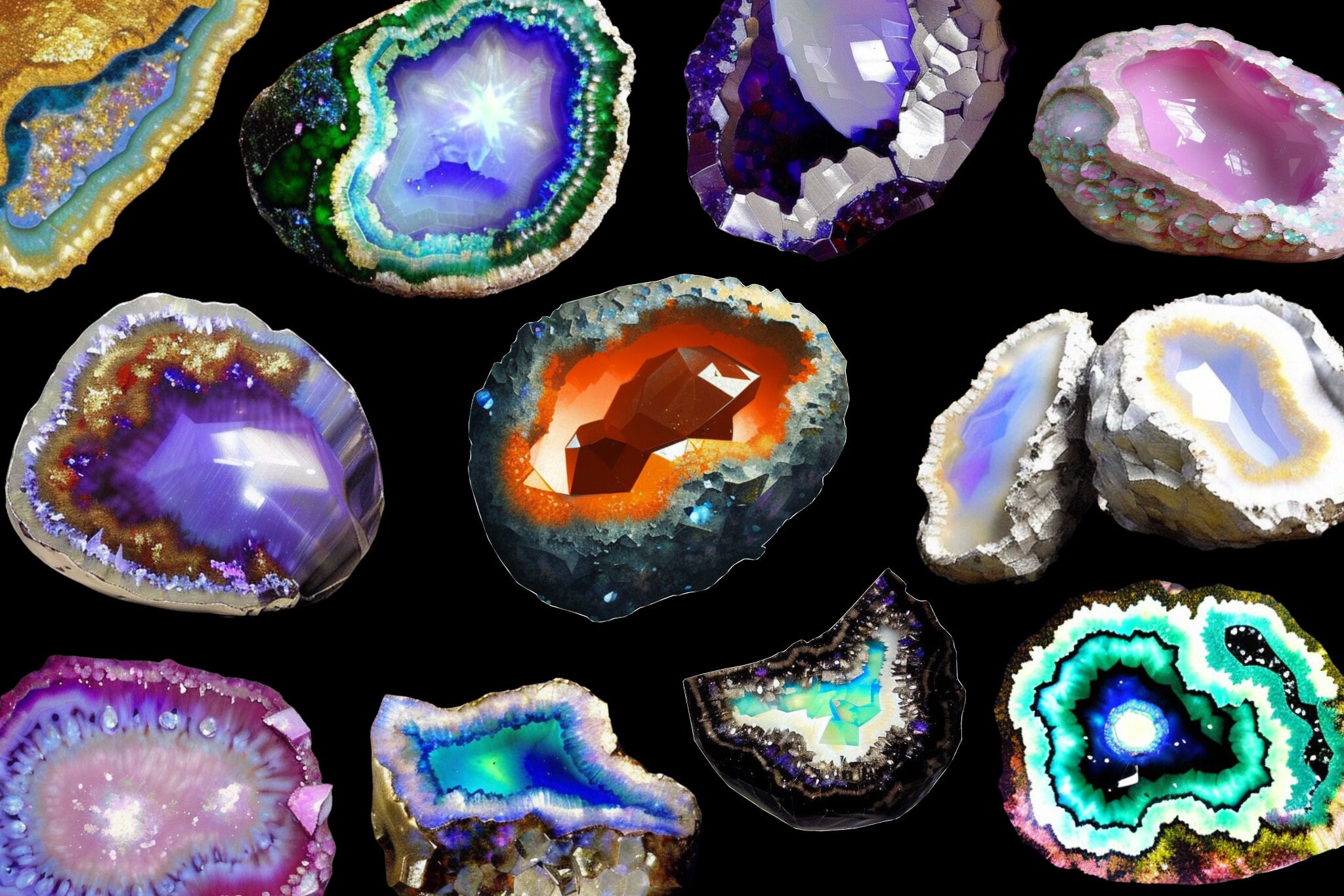 Best Geode Bundle Clipart Agate PNG Crystal Sublimation - Etsy