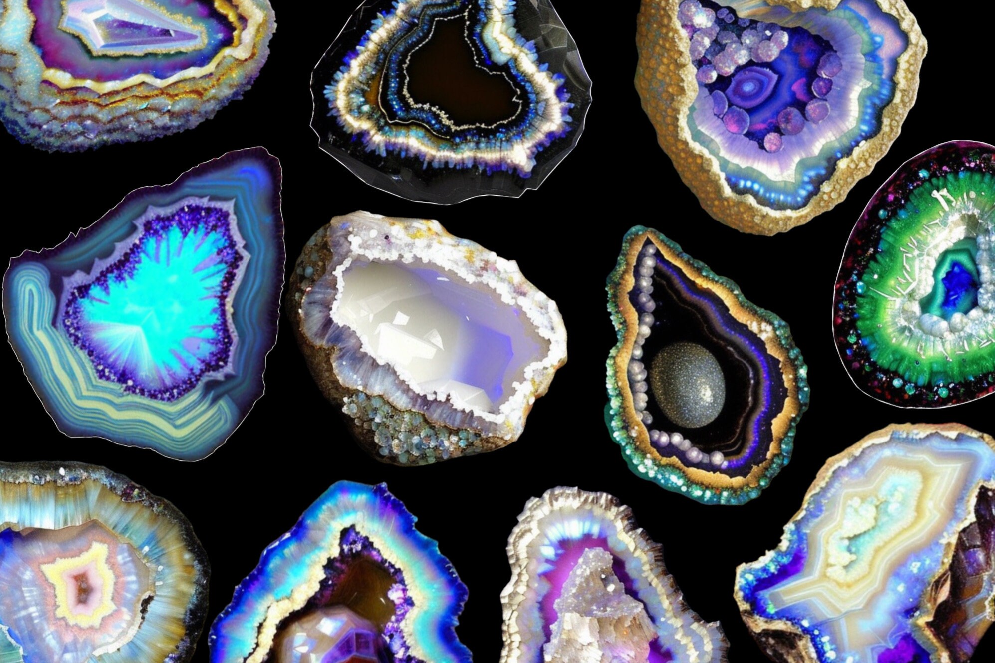 Best Geode Bundle Clipart, Agate PNG, Crystal Sublimation, Commercial ...